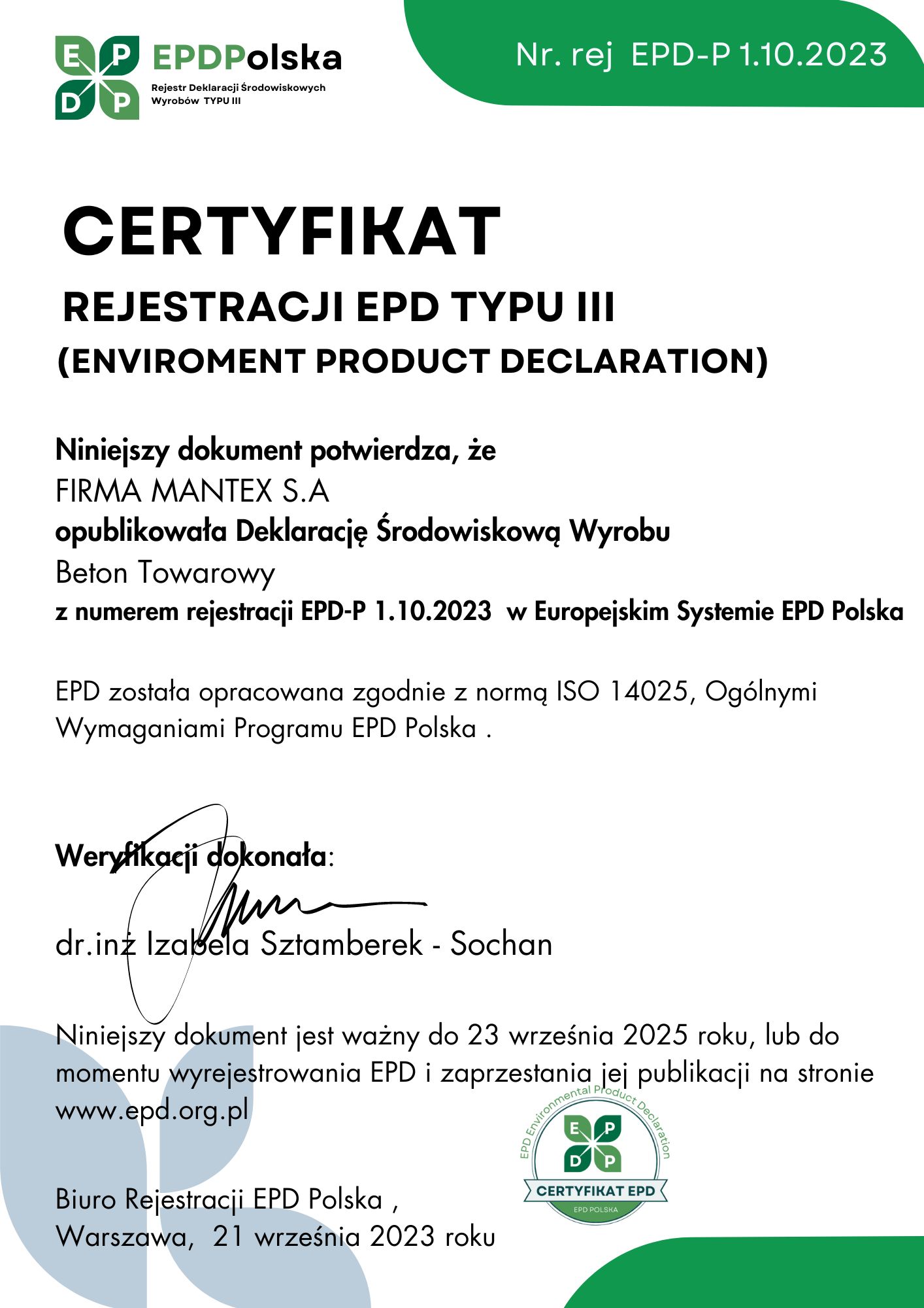 Opracowanie EPD - EPD Polska